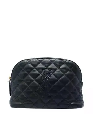Saint Laurent 2023 Quilted Lambskin Cassandre Cosmetic Pouch - Black