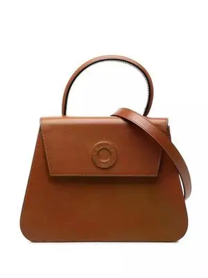 Celine 2014 Embossed Leather Top Handle Bag Satchel - Brown