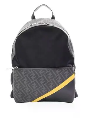 Fendi 2010-2026 Zucca Coated Canvas And Nylon Diagonal Backpack - Black
