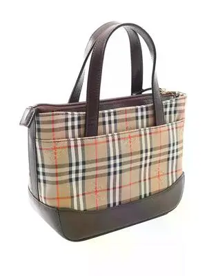 Burberry Haymarket Check Canvas Handbag - Neutrals