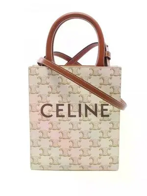 Celine 2000-2026 Mini Triomphe Coated Canvas Vertical Cabas Satchel