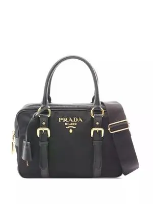 Prada 2013-2026 Saffiano Trimmed Tessuto Satchel - Black