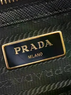 Prada Saffiano Trimmed Tessuto Satchel - Black