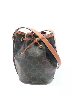 Celine 2022-2026 Small Triomphe Coated Canvas Drawstring Bucket Bag - Black