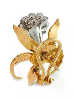 LB EXCLUSIVE 18k Yellow Diamond Orchid Earrings And Brooch Set