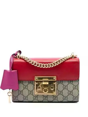 Gucci 2016-2026 Small Gg Supreme Padlock Crossbody Bag - Neutrals