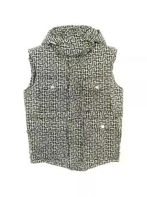 Balmain 2010s Monogram Hooded Down Vest