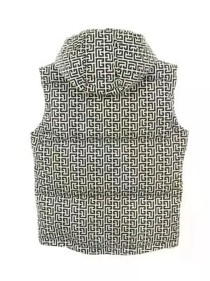 Balmain Monogram Hooded Down Vest - Black