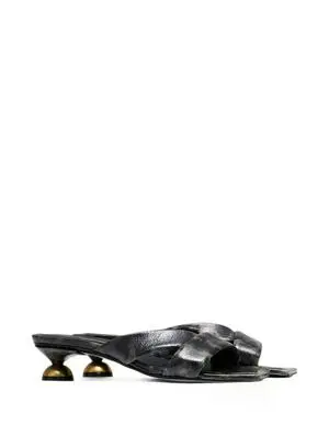 VANDA NOVAK Mona Leopard-print Leather Mules