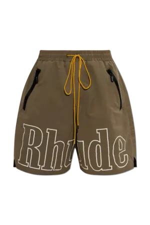 Rhude Shorts With Logo - Brown