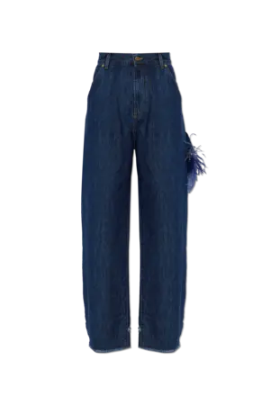 DARKPARK DARKPARK "LISA" Boyfriend Jeans With Feather Embellishment Navy Blue