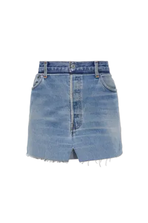 Vetements Denim Skirt With A Vintage Effect - Blue