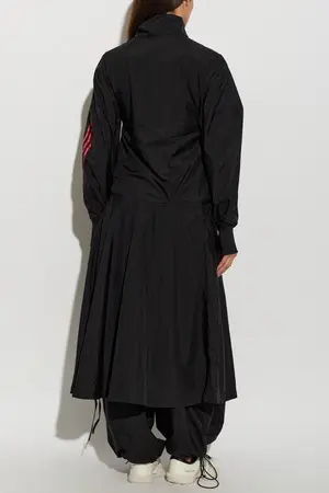 Y3 Long Coat With Sporty Stripes And Logo Detail