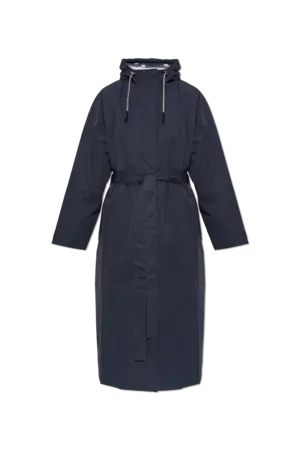 RETHINKIT STUDIOS Hooded Long Coat With Belt - Navy Blue