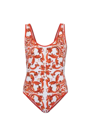 Dolce & Gabbana Maiolica" Print One-piece Swimsuit - Orange