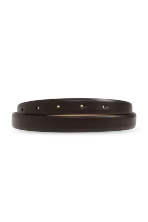 Balenciaga Skinny Leather Belt With Gold Tone Double B Buckle