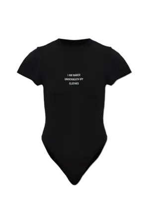 Vetements Cotton Bodysuit With Print - Black