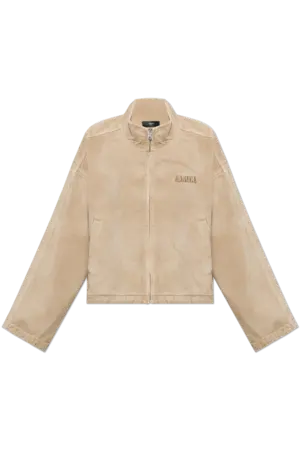 Amiri Denim Jacket With Stand Collar - Beige