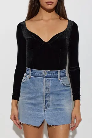 Vetements Long Sleeve Velvet Bodysuit