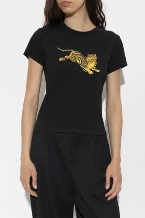 Kenzo Cotton T-shirt With Tiger Graphic - Black
