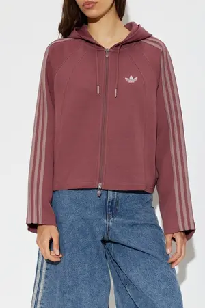 ADIDAS ORIGINALS Full-zip Cropped Hoodie With Signature Stripes