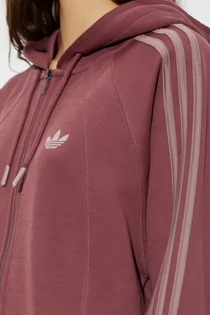 ADIDAS ORIGINALS Full-zip Cropped Hoodie With Signature Stripes