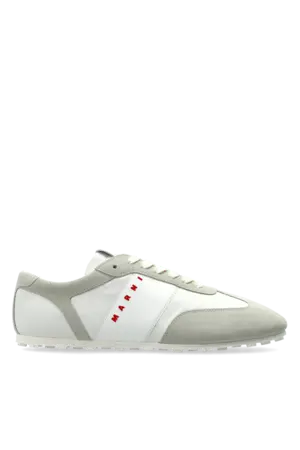 Marni Leather And Suede Lace-up Sneakers - Grey