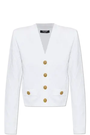 Balmain Cardigan With Decorative Pockets - White