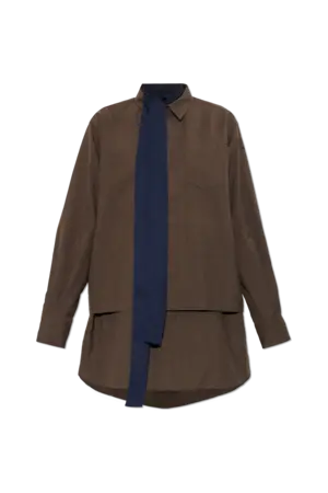 Sacai Wool Shirt Dress - Brown