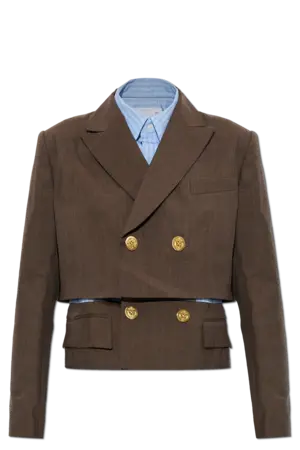 Sacai Double-breasted Blazer - Brown