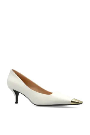 Furla Metal Decollete Kitten Heel Pumps With Cap Toe
