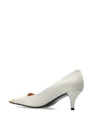 Furla Metal Decollete Kitten Heel Pumps With Cap Toe