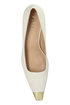 Furla Metal Decollete Kitten Heel Pumps With Cap Toe