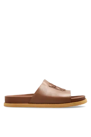 Amiri Leather Open Toe Slides - Brown