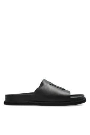 Amiri Embossed Leather Slides - Black