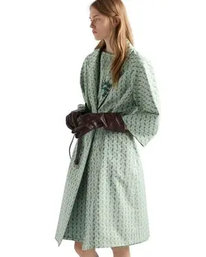 Prada Single-breasted Floral Jacquard Duchesse Coat