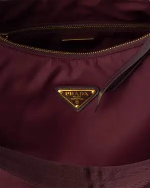 Prada Large Re-nylon And Leather Bag - Red