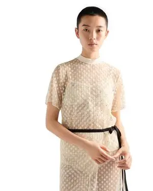 Prada Embroidered Lace Top