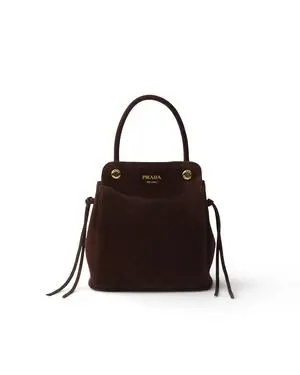 Prada Carry Mini Suede Handbag - Brown