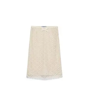 Prada Embroidered Lace Skirt - Neutral