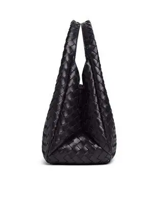 Bottega Veneta Woven Leather Bell Bag - Black
