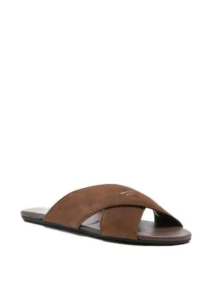 Prada Suede Leather Flat Sandals - Brown