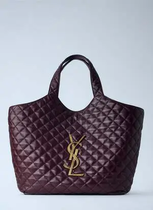 Saint Laurent Icare Maxi Quilted Leather Tote Bag - Red