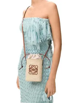 Loewe Square Bag In Iraca Palm And Calfskin