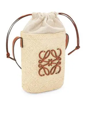 Loewe Square Bag In Iraca Palm And Calfskin