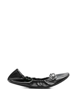 Gucci Prima Leather Ballerina Flats With Horsebit Detail - Black