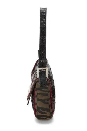Fendi Beaded Zucca Canvas Baguette Shoulder Bag