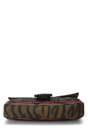 Fendi Beaded Zucca Canvas Baguette Shoulder Bag