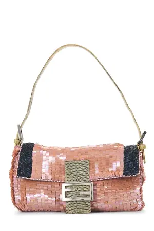 Fendi Sequin Baguette Shoulder Bag - Pink