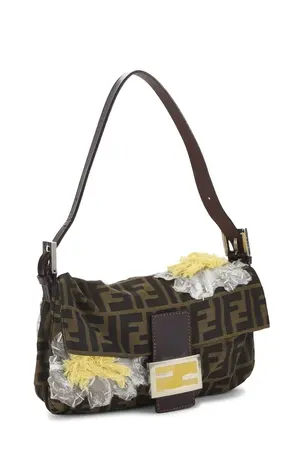 Fendi Zucca Monogram Embroidered Baguette Shoulder Bag